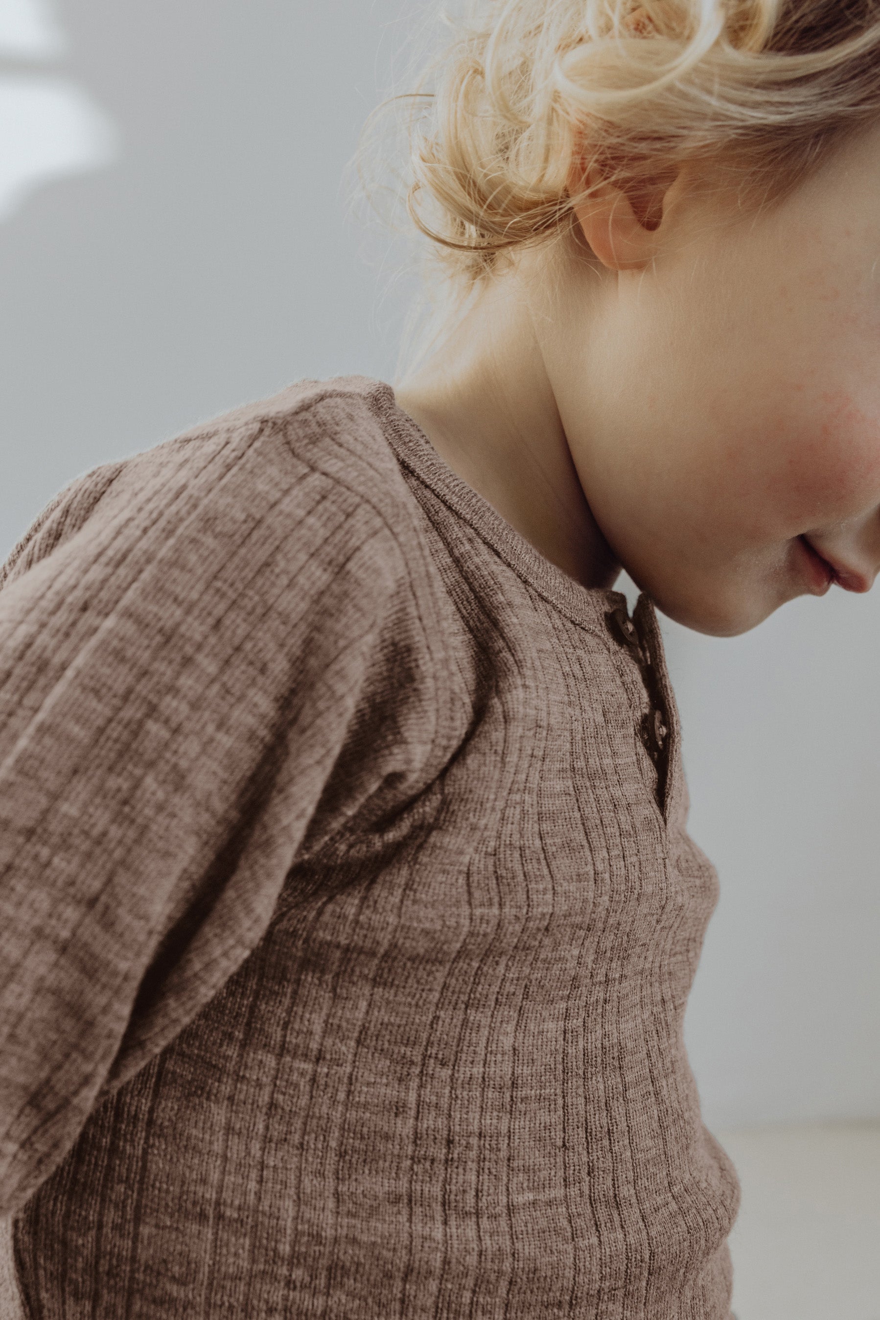 Wool Rib Henley Top, Sand – Bree Kids